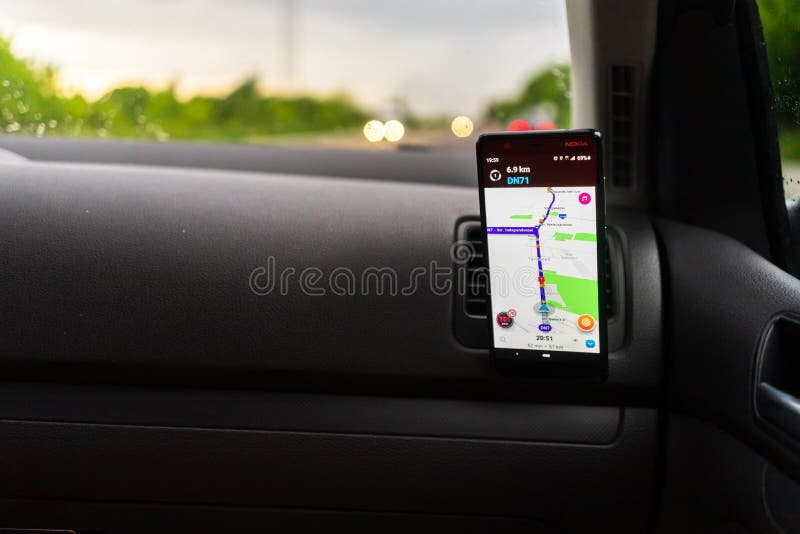 Using Waze Maps Application on Smartphone on Car Dashboard, Bucharest, Romania, 2023 Editorial ...