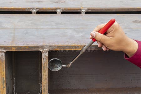 Using Welding Inspection Mirror for Check Visual Welding Defects Stock ...