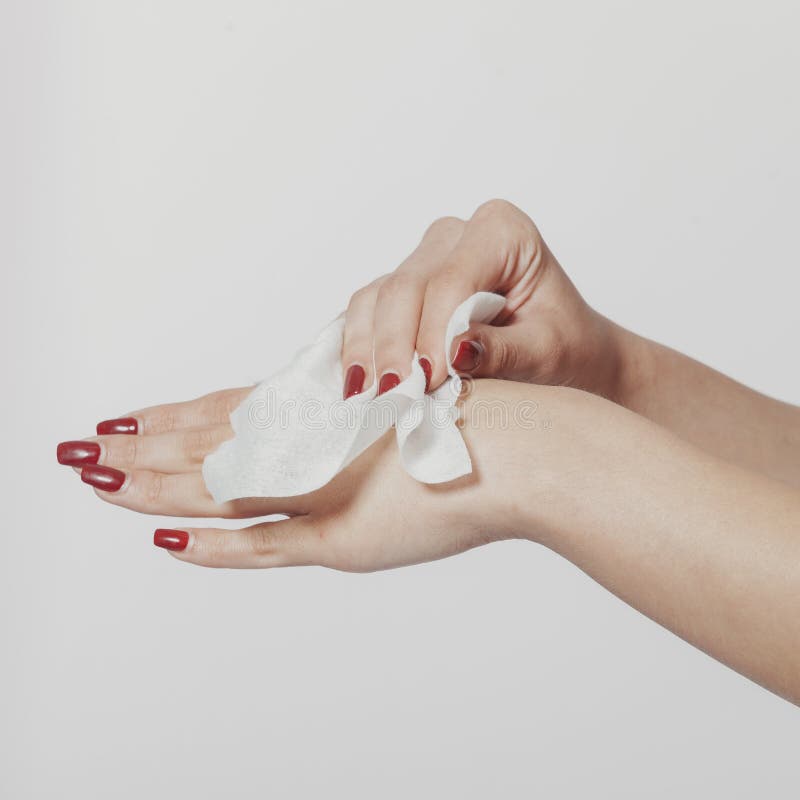 Using Wet Wipes - Clean Hands Stock Image - Image of remove, clean ...
