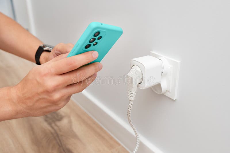 Using Wi-fi Smart Sockets in a Smart Home Stock Photo - Image of button ...