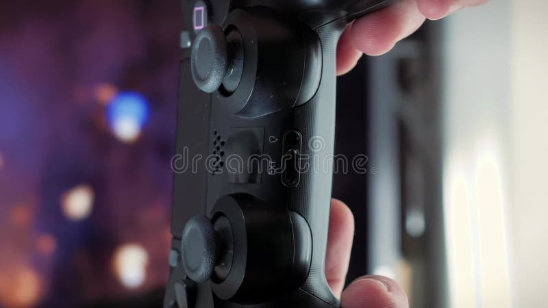 Using Wireless Controller Joystick Playing Video Game. Vertical Video ...