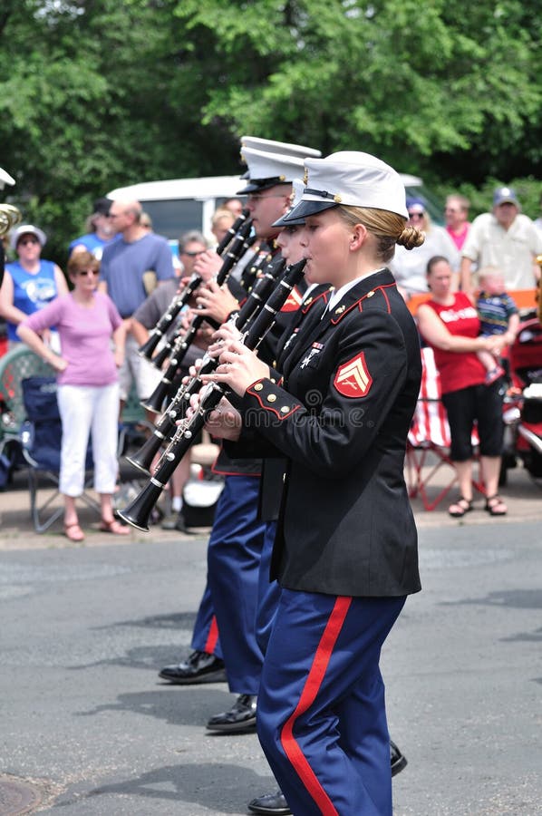 USMC Marine Forces Reserve Band in Parade Editorial Photography - Image ...