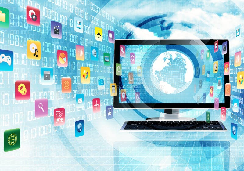 Internet y multimedias stock de ilustración. Ilustración de fondo ...