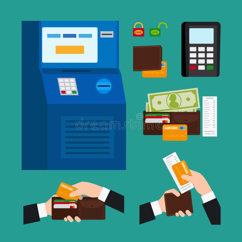 Concetto Terminale Di Uso Di BANCOMAT Illustrazione Vettoriale ...