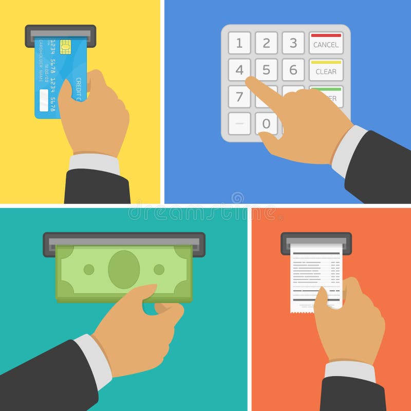 Concetto Terminale Di Uso Di BANCOMAT Illustrazione Vettoriale ...