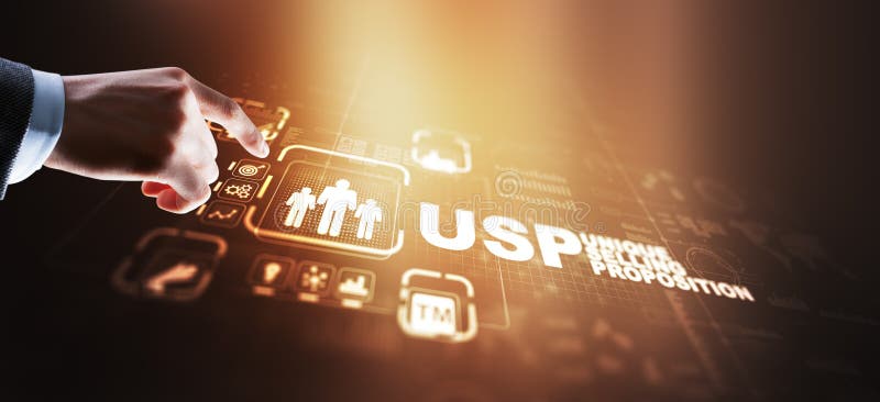 USP. Inscription Unique Selling Proposition on Virtual Screen Stock ...