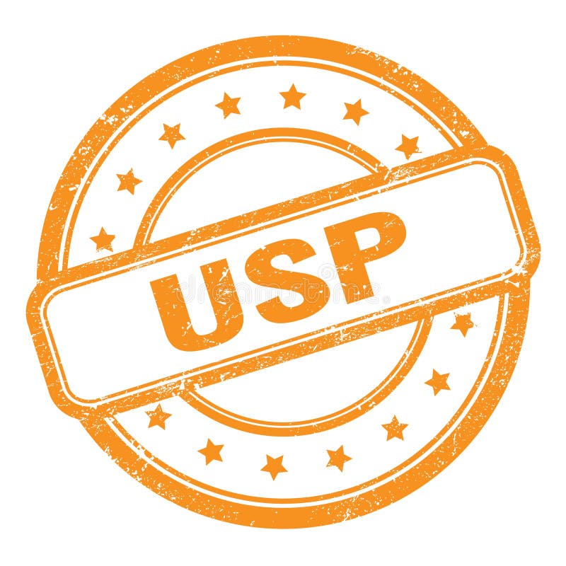 USP Text on Orange Grungy Vintage Round Stamp Stock Illustration ...
