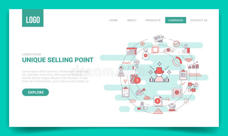 Usp Unique Selling Point Concept with Circle Icon for Website Template ...