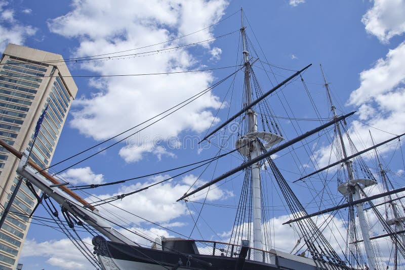 USS Constellation in Baltimores Inner Harbor Stock Photo - Image of ...