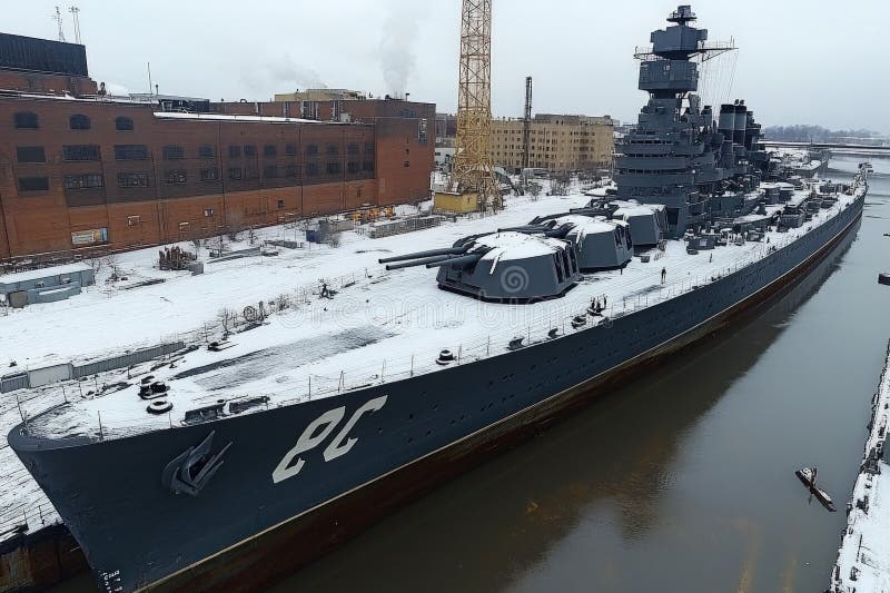 The USS Wisconsin Battleship Docked, Historic and Imposing, Maritime ...