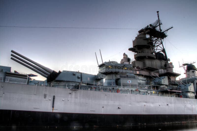 USS Wisconsin stock photo. Image of ship, evening, landscape - 64722702