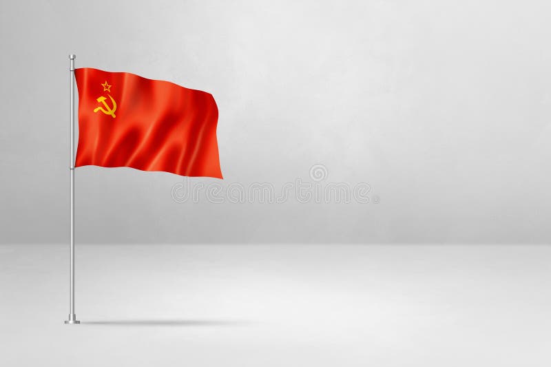 USSR Flag Isolated on White Stock Illustration - Illustration of wind ...