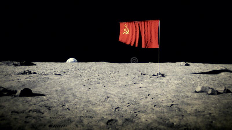 USSR flag on the moon stock video. Video of moon, exploration - 79482377
