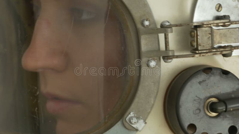 Soviet Cosmonaut in Vintage Suit Inside Capsule, Epitomizing Hopeful ...