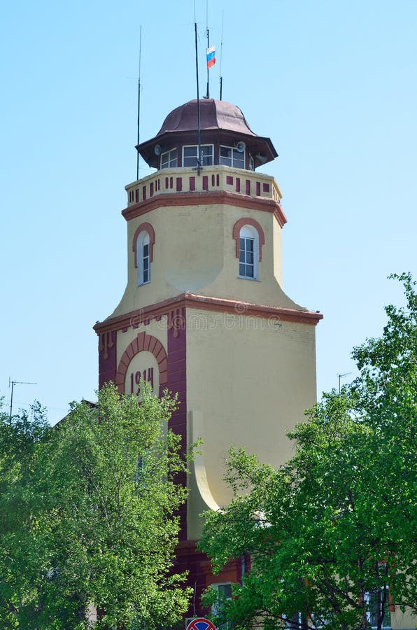 Ussuriysk, Russia, May, 19, 2016. Fire Department 1914 Year Built ...