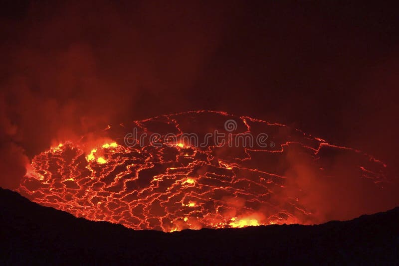 Usta Wulkan Z Magmą Stopiona Magma W Kaganu Obraz Stock - Obraz ...