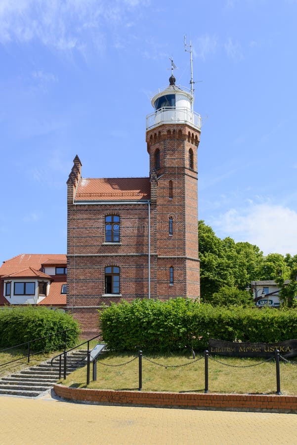 Ustka-Leuchtturm redaktionelles stockbild. Bild von lampe - 56578624