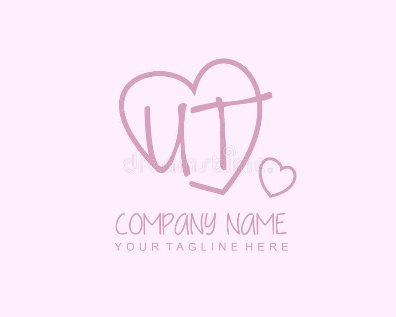 UT Initial Handwriting with Heart Frame Stock Vector - Illustration of ...
