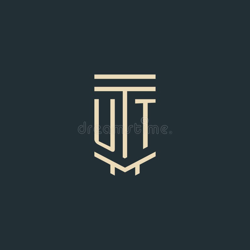 UT Initial Monogram with Simple Line Art Pillar Logo Designs Stock ...