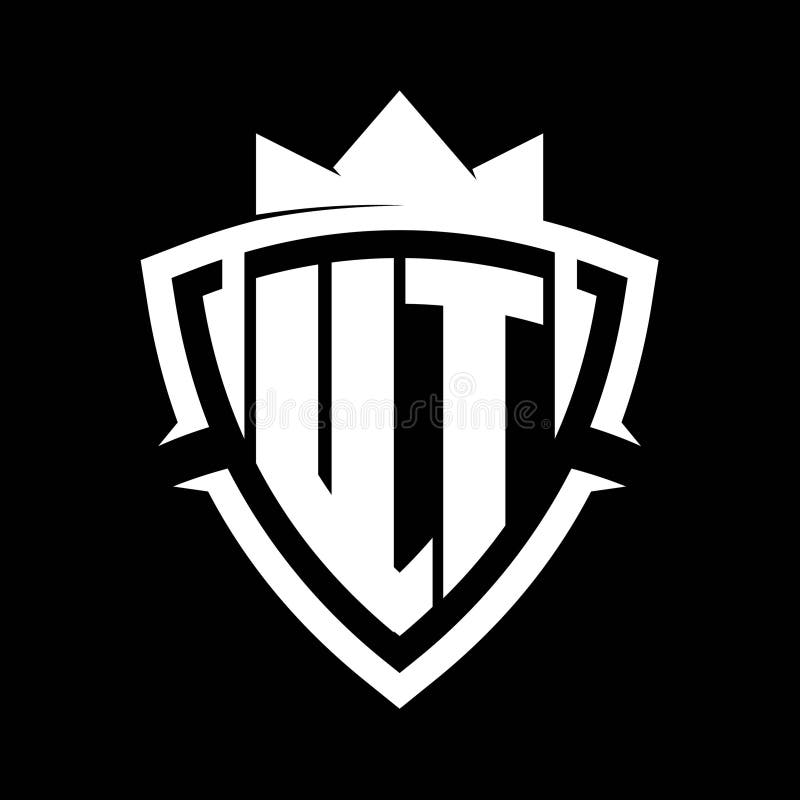 UT Letter Monogram with Triangle Curve Shield Shape with Crown White ...