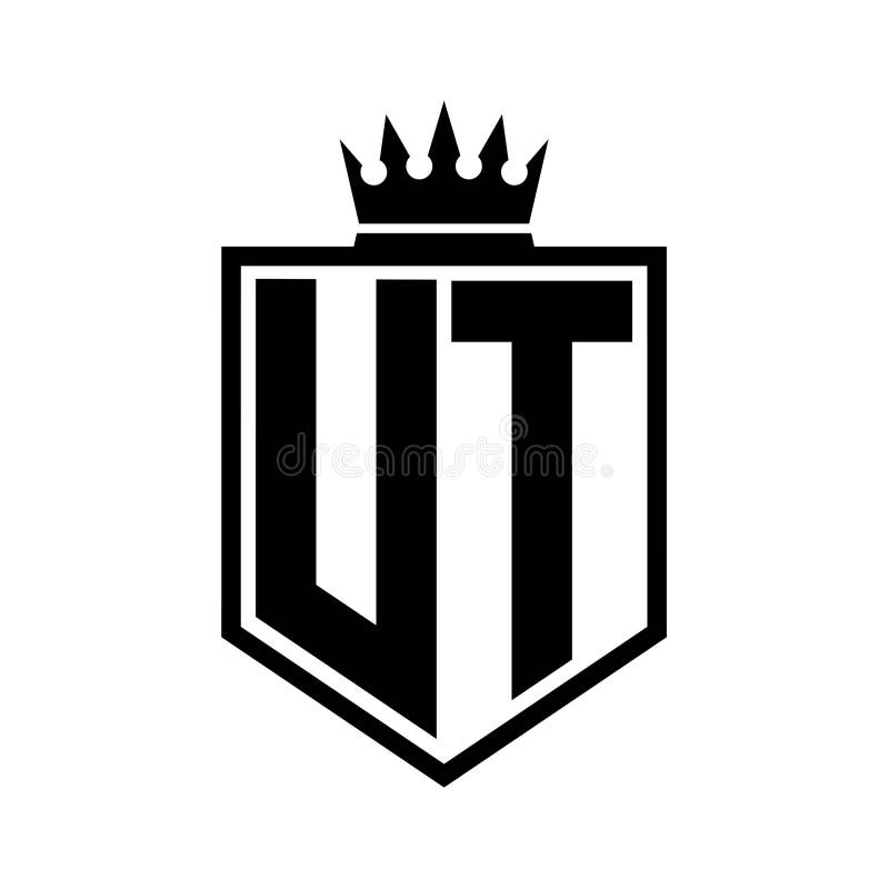 UT Logo Monogram Bold Shield Geometric Shape with Crown Outline Black ...
