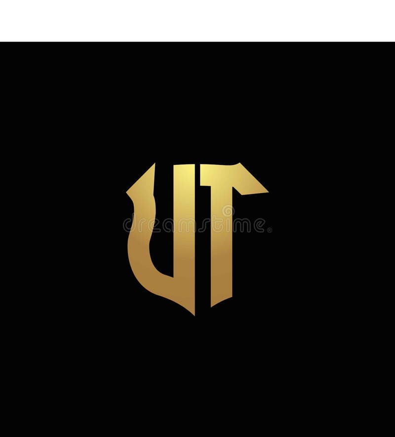 UT Logo Monogram with Gold Colors and Shield Shape Design Template ...
