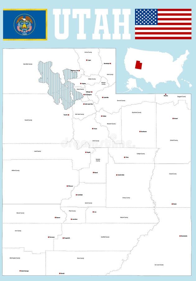 Utah county map stock vector. Illustration of united - 78880264