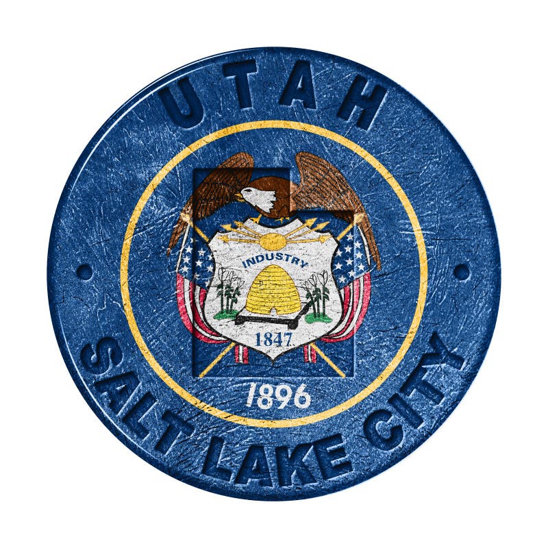 Utah Flag Button with Map stock illustration. Illustration of authority ...