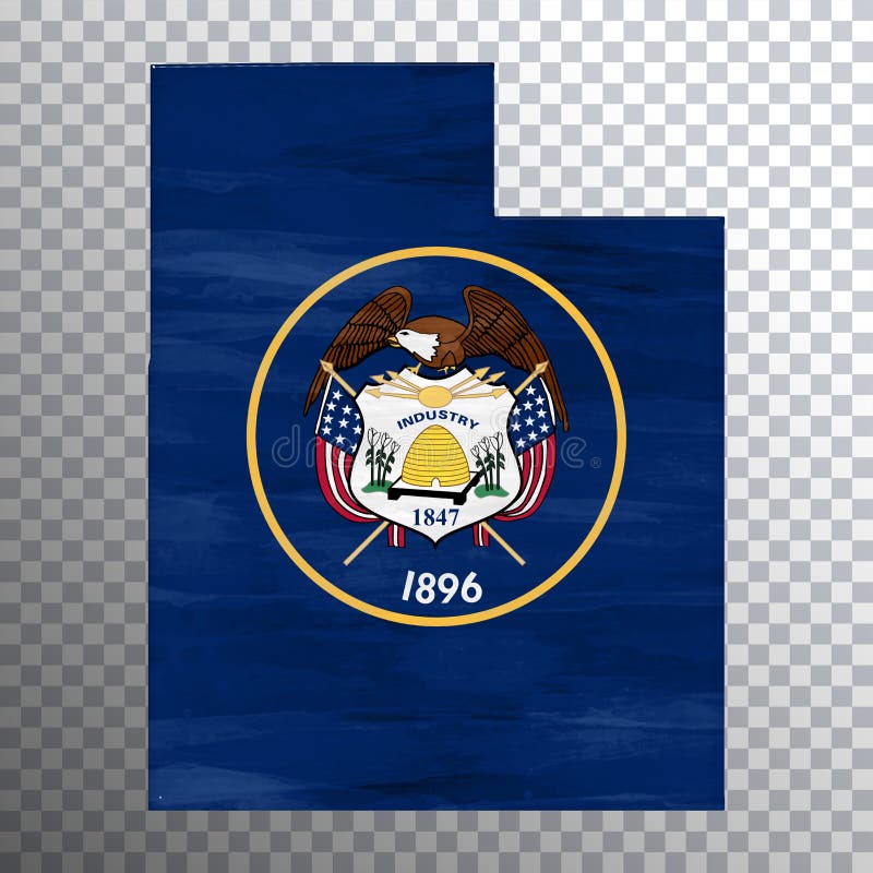 Utah Flag and Map, Transparent Background Stock Illustration ...