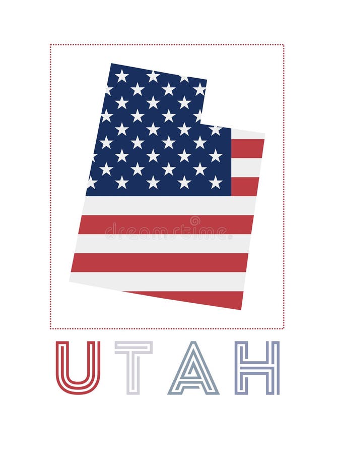 Utah Logo. Map of Utah with Us State Name and. Stock Vector ...