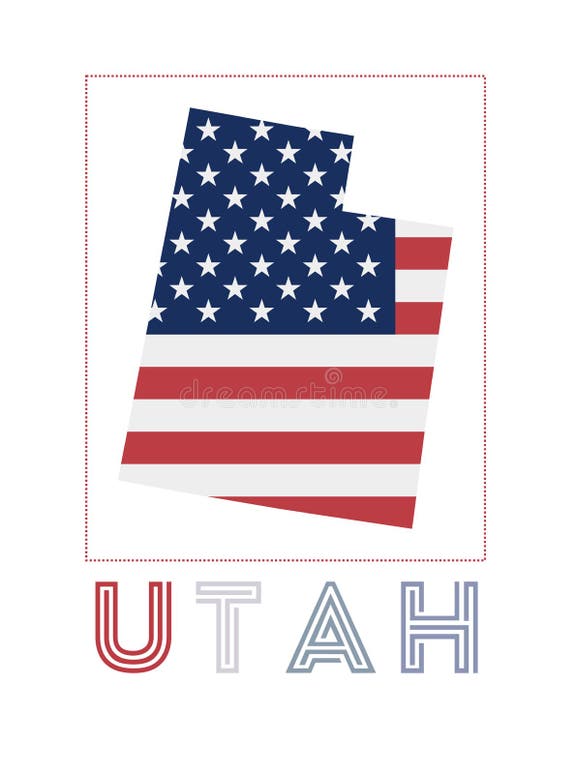 Utah Logo. Map of Utah with Us State Name and. Stock Vector ...