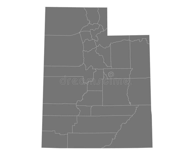 Utah Map. Counties Map of Utah, Blank Map, Empty Map of Utah L Stock ...