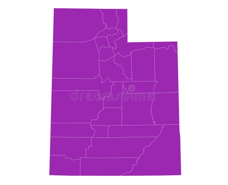Utah Map. Counties Map of Utah, Blank Map, Empty Map of Utah L Stock ...
