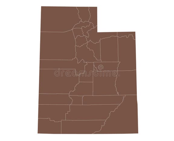 Utah Map. Counties Map of Utah, Blank Map, Empty Map of Utah L Stock ...