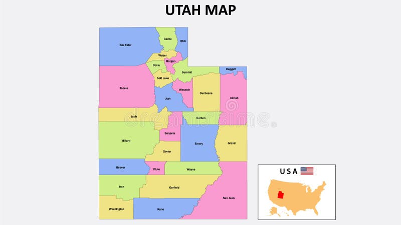 Utah Map. District Map of Utah in District Map of Utah Stock Vector ...