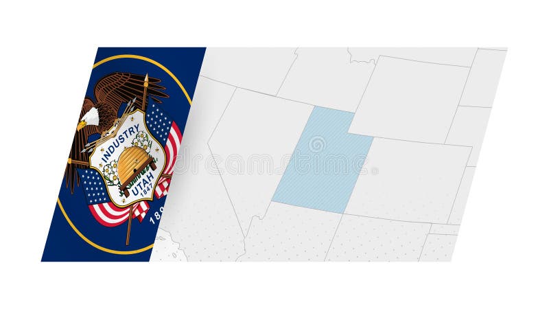 Utah Map in Modern Style with Flag of Utah on Left Side Stock Vector ...