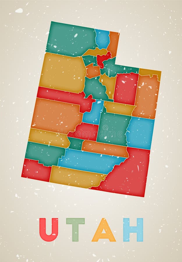 Utah map.. stock vector. Illustration of colored, information - 204432597