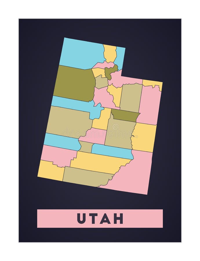 Utah Map, Stylish Location Icon with Utah Map and Flag Stock Vector ...