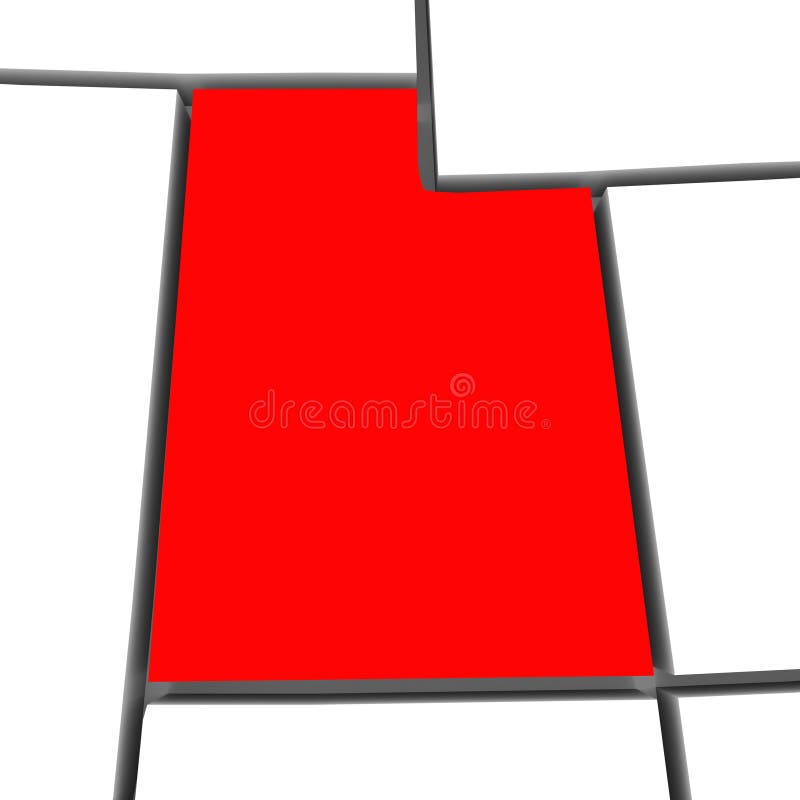 Utah Red Abstract 3D State Map United States America Stock Illustration ...