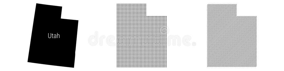 Utah Silhouette Map and Two Patterns of Dots and Slanted Lines. Flat ...