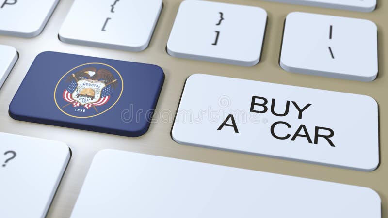 Utah State Flag with Buy a Car Button Stock Footage - Video of state ...