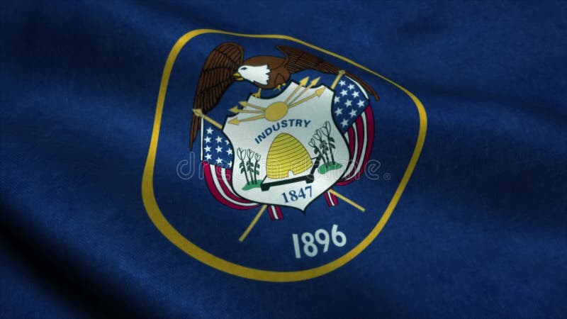 Utah State Flag Waving in the Wind. National Flag of Utah. Sign of Utah ...