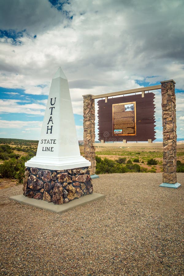 White Utah State Line Marker with Informational Sign Editorial ...