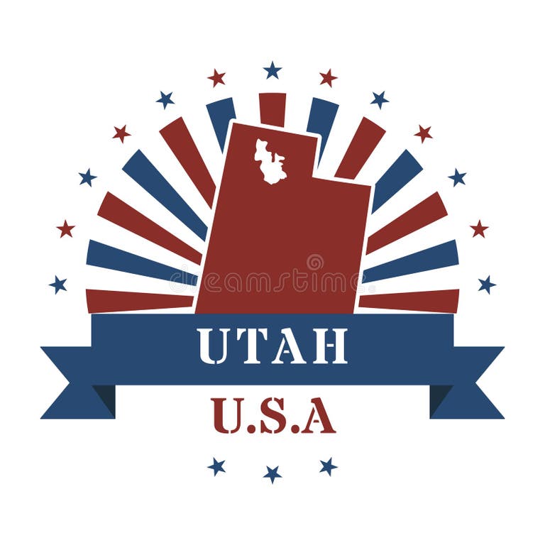 Utah State Map Label. Vector Illustration Decorative Design Stock ...