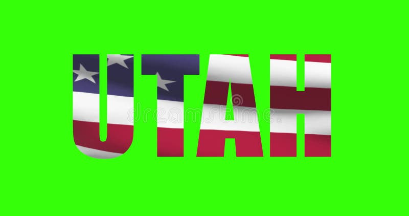 Utah State Name on Green Screen Animation. USA State Flag Waving Stock ...
