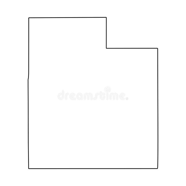 Utah State Outline Map, Simple Black Border Silhouette Stock ...