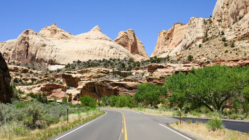 Utah State Route 24 Approaching Navajo Dome in Capitol Reef National ...
