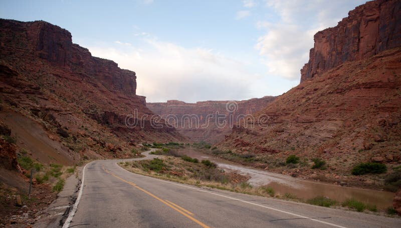 Utah State Route 128 Open Road Colorado River Stock Photo - Image of ...
