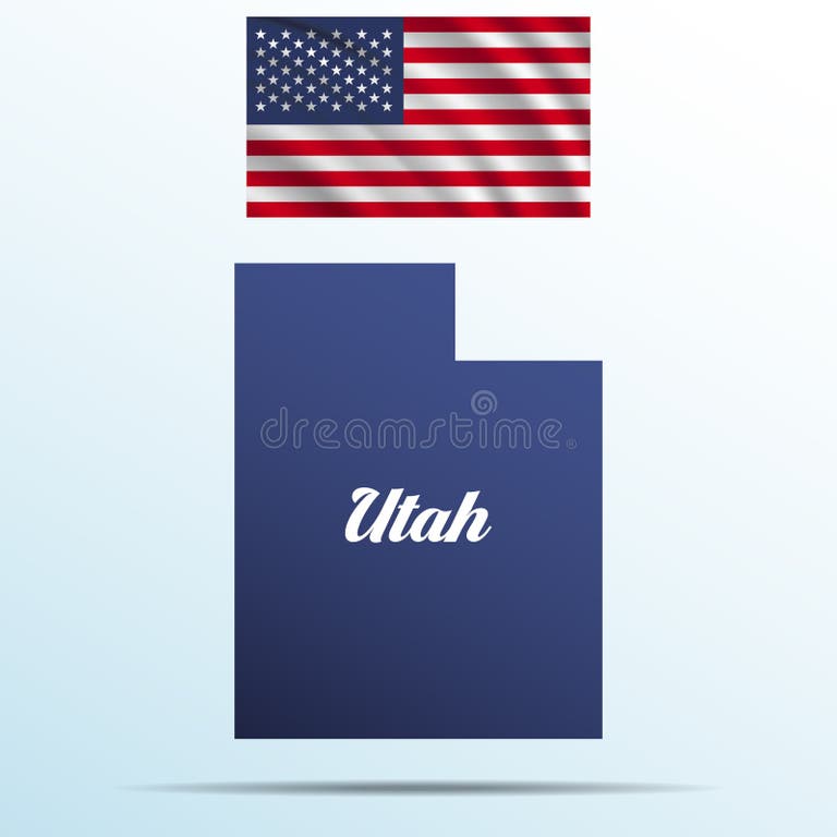 Utah State with Shadow with USA Waving Flag Stock Vector - Illustration ...
