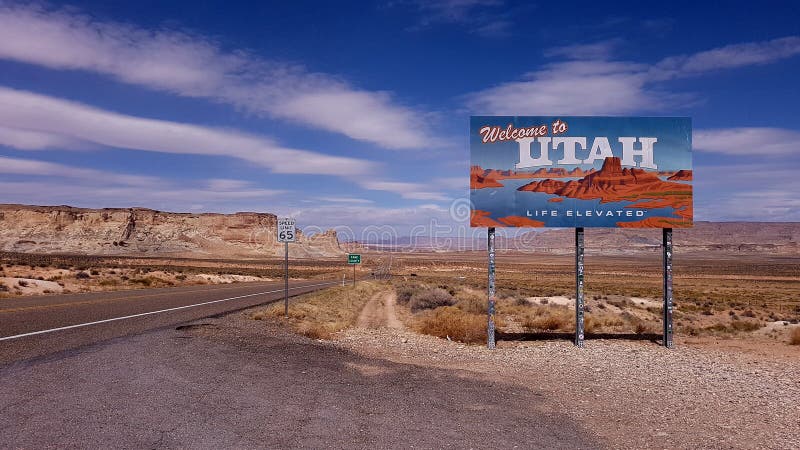 Utah state sign on roadway stock image. Image of highway - 116886155